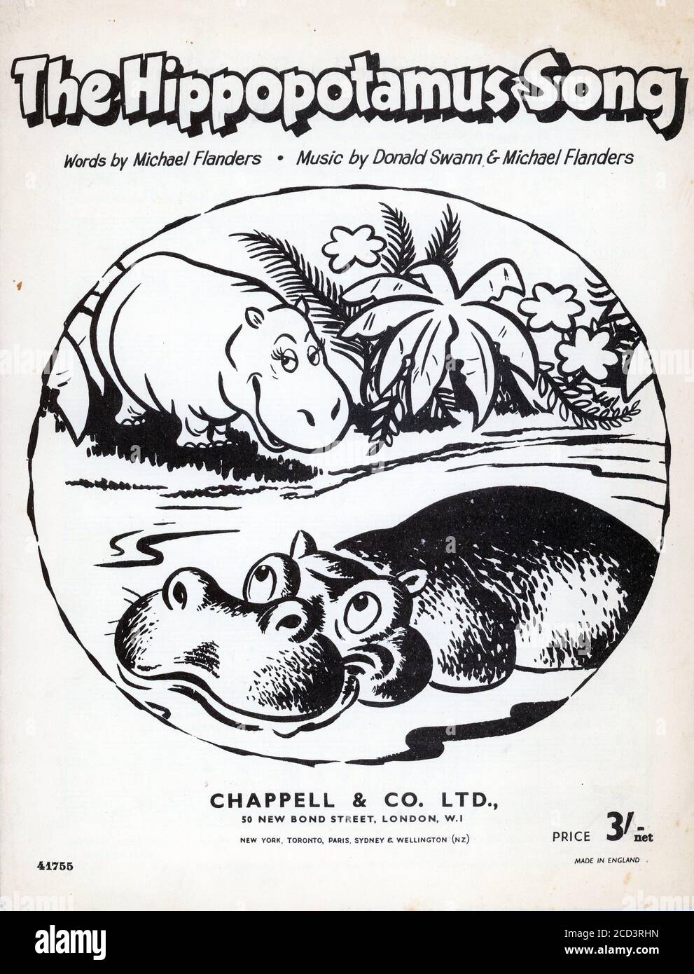 Sheet Music - The Hippopotamus Song - Flanders and Swan - 1952 Stock ...