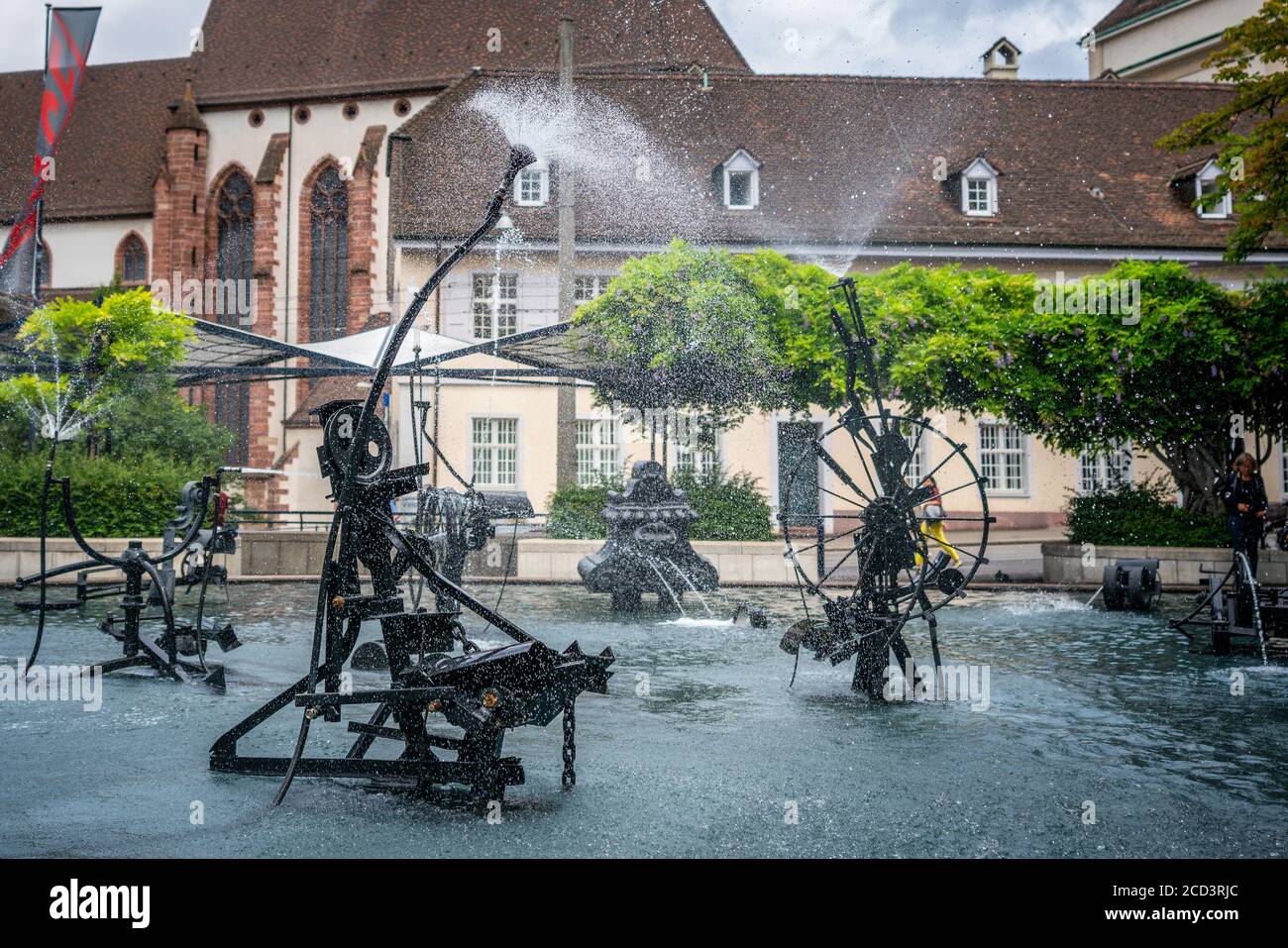 Basel Switzerland , 29 June 2020 : Tinguely Fountain view taken at high ...