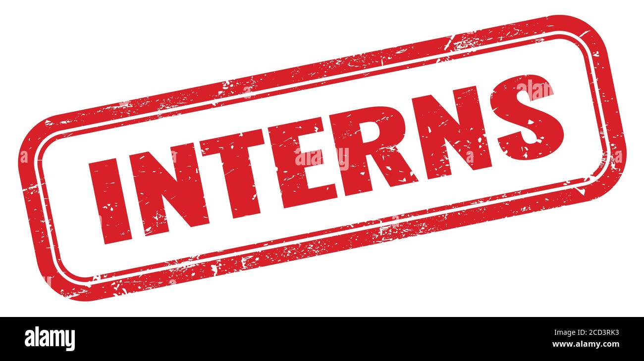 INTERNS red grungy rectangle stamp sign Stock Photo - Alamy