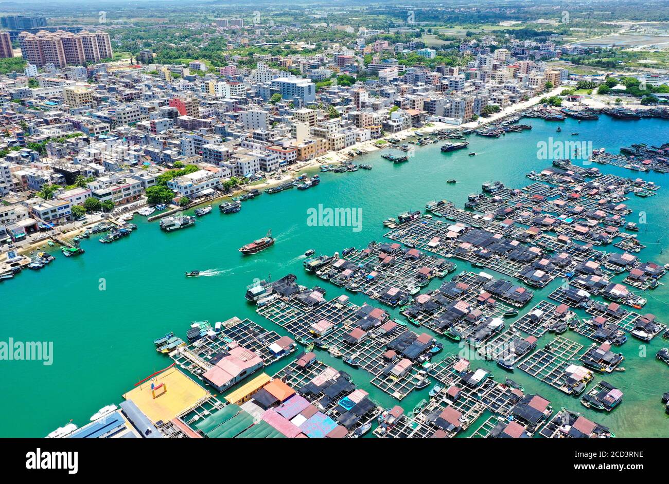 Aerial view of the houses of Tanka people, an ethnic group in Southern ...