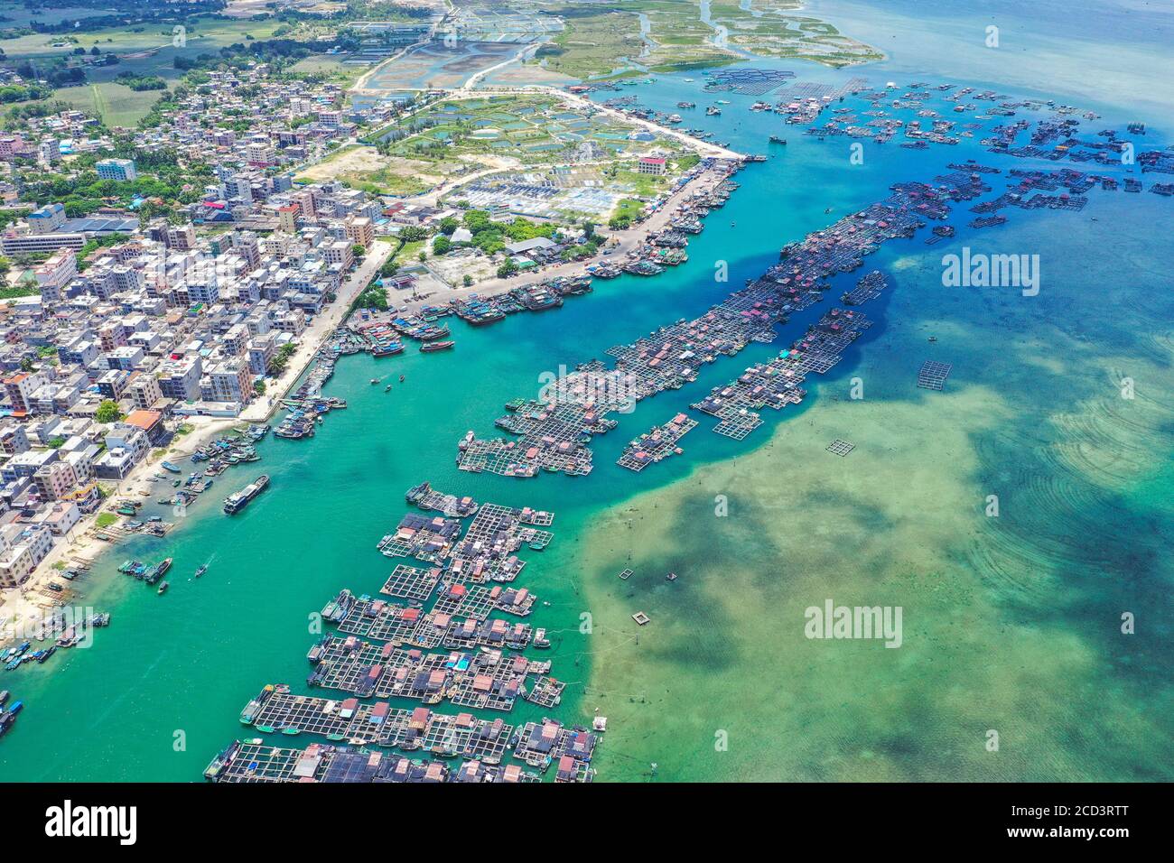 Aerial view of the houses of Tanka people, an ethnic group in Southern ...