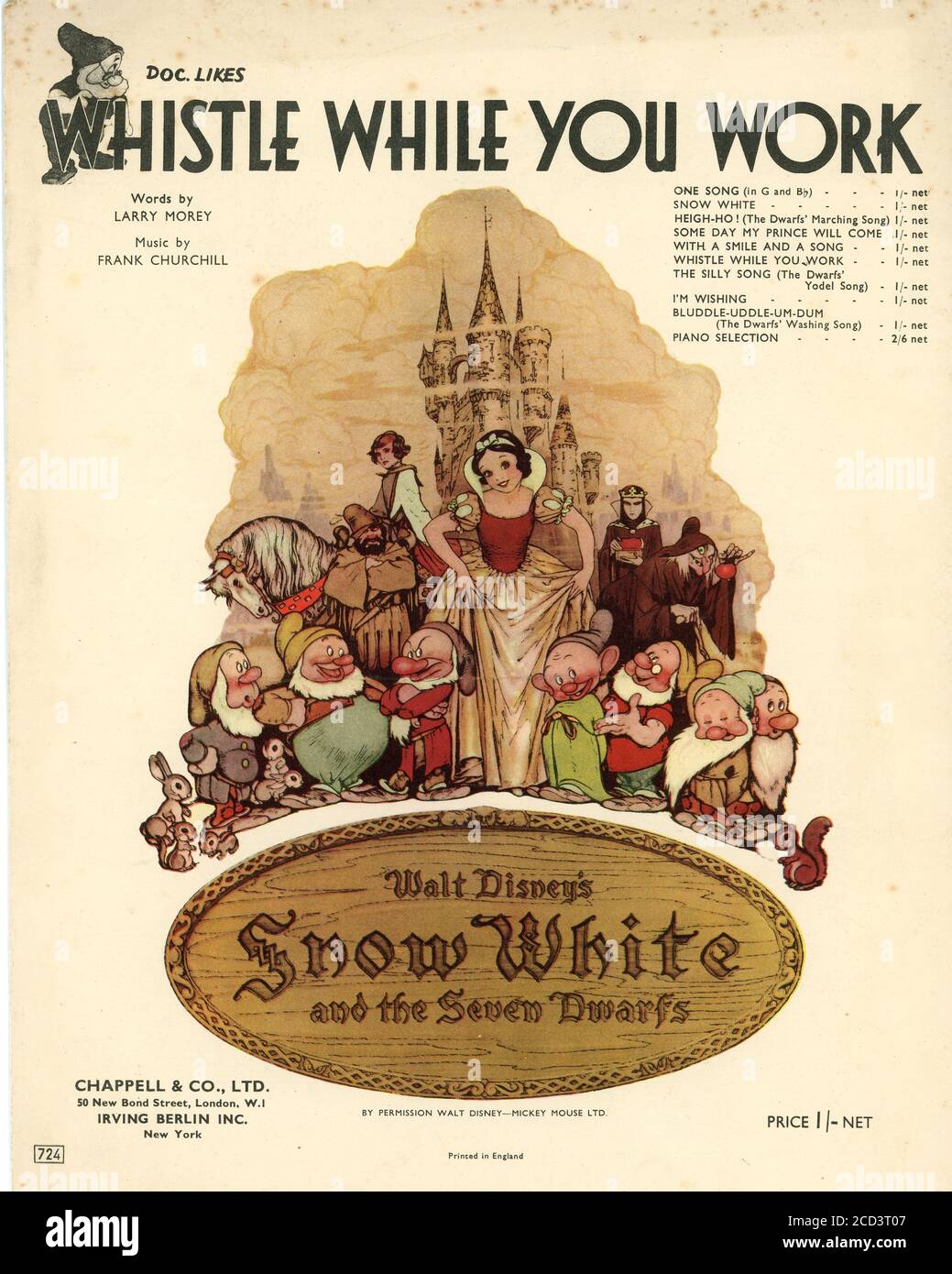 Sheet Music - Whistle while you Work - from Walt Disney's Snow White ...