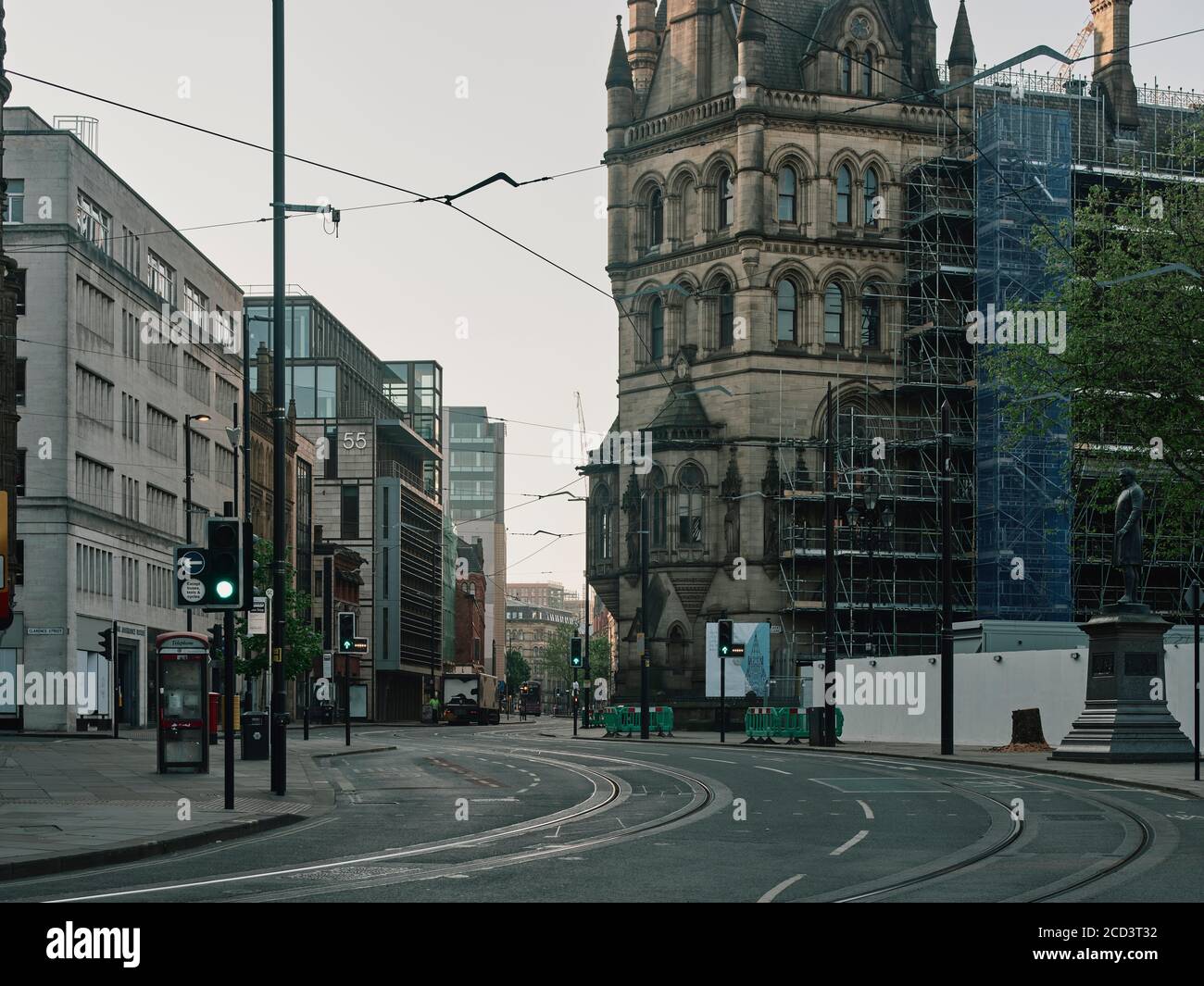 Deserted city centre streets in Manchester during lockdown period in ...