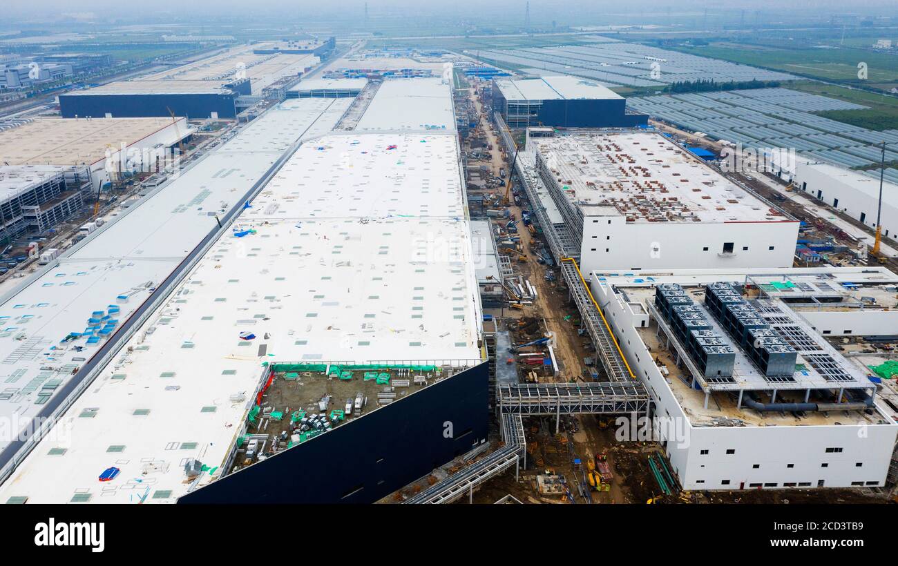 An aerial view of buildings belonging to the phase 2 project of Tesla ...