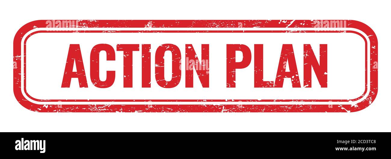 ACTION PLAN red grungy rectangle stamp sign Stock Photo - Alamy