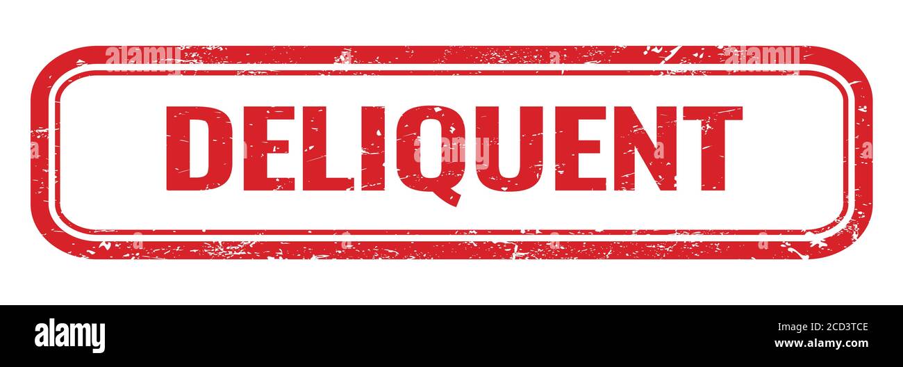 DELIQUENT red grungy rectangle stamp sign Stock Photo - Alamy