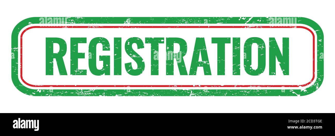 REGISTRATION green grungy rectangle stamp sign Stock Photo - Alamy