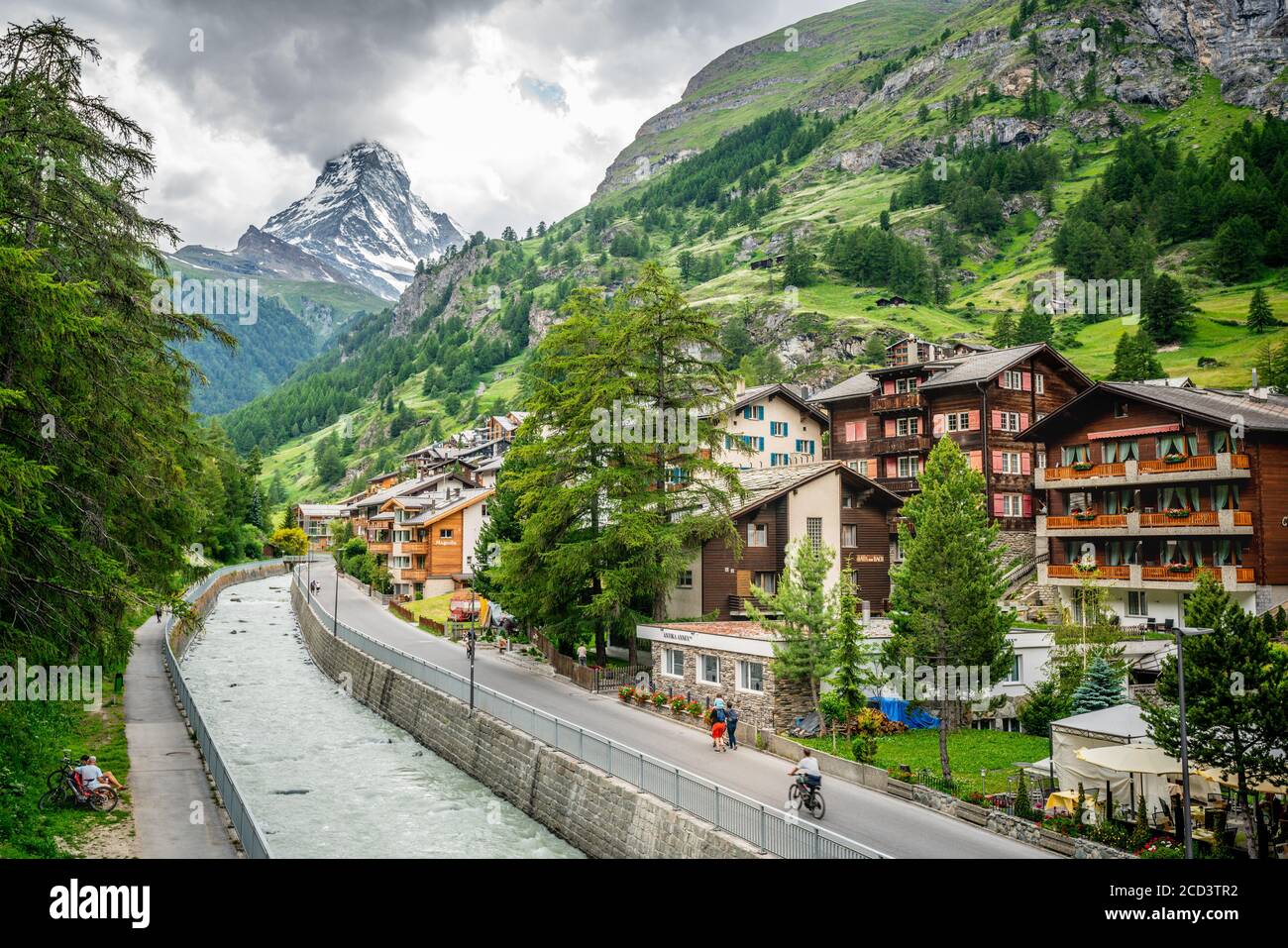 Zermatt Switzerland , 2 July 2020 : Zermatt cityscape with Matter Vispa ...