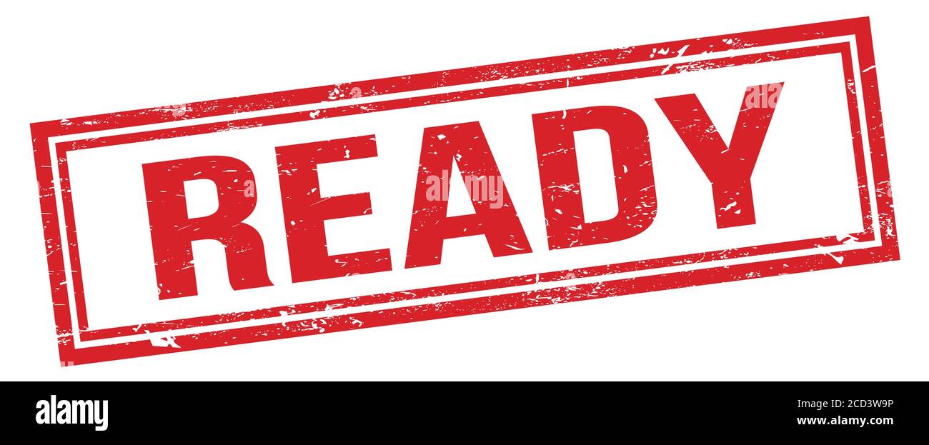 READY red grungy rectangle stamp sign Stock Photo - Alamy