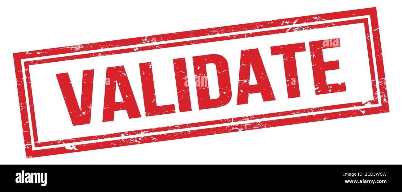 VALIDATE red grungy rectangle stamp sign Stock Photo - Alamy