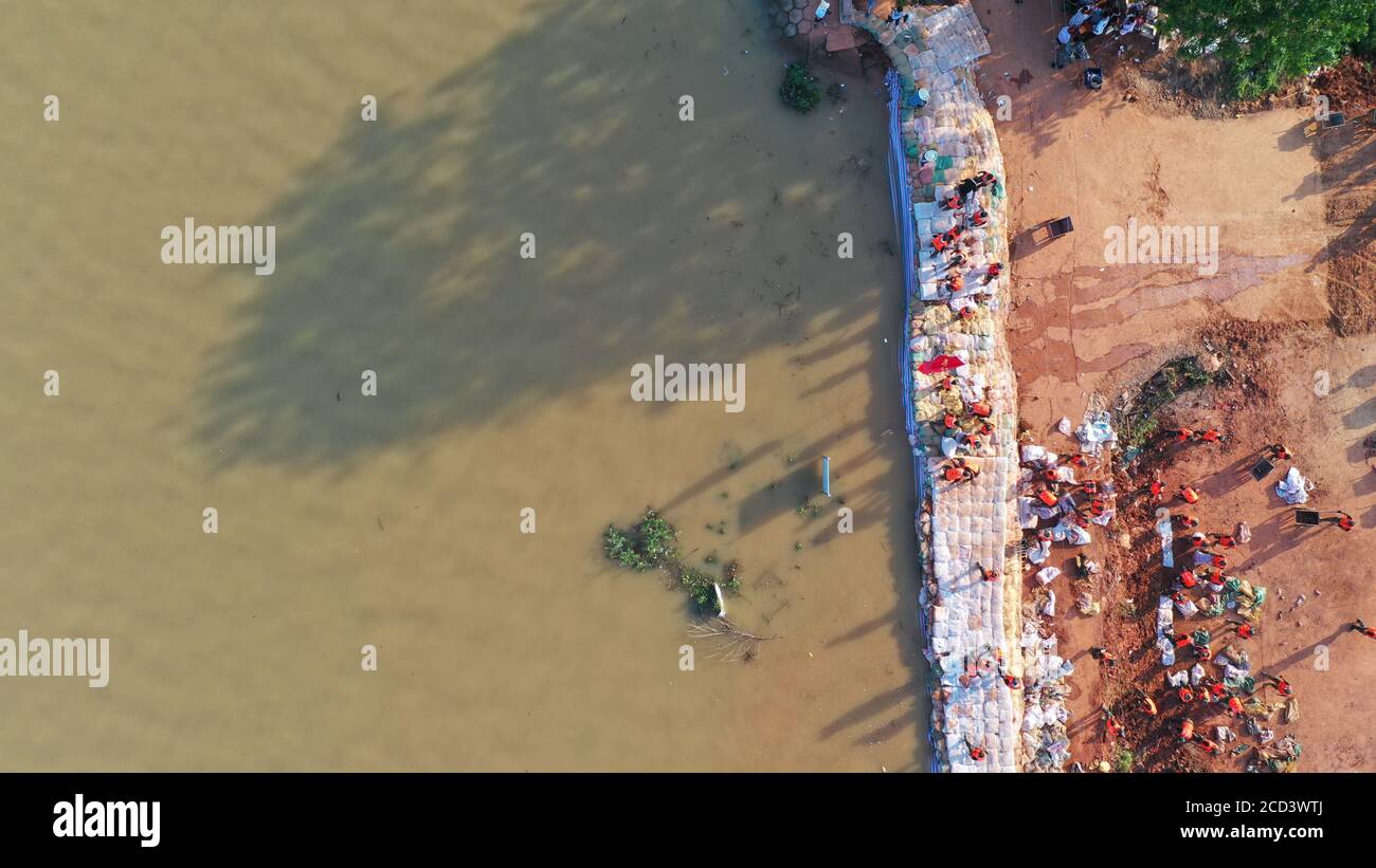 An aerial view of the Poyang Lake, the largest freshwater lake in China ...