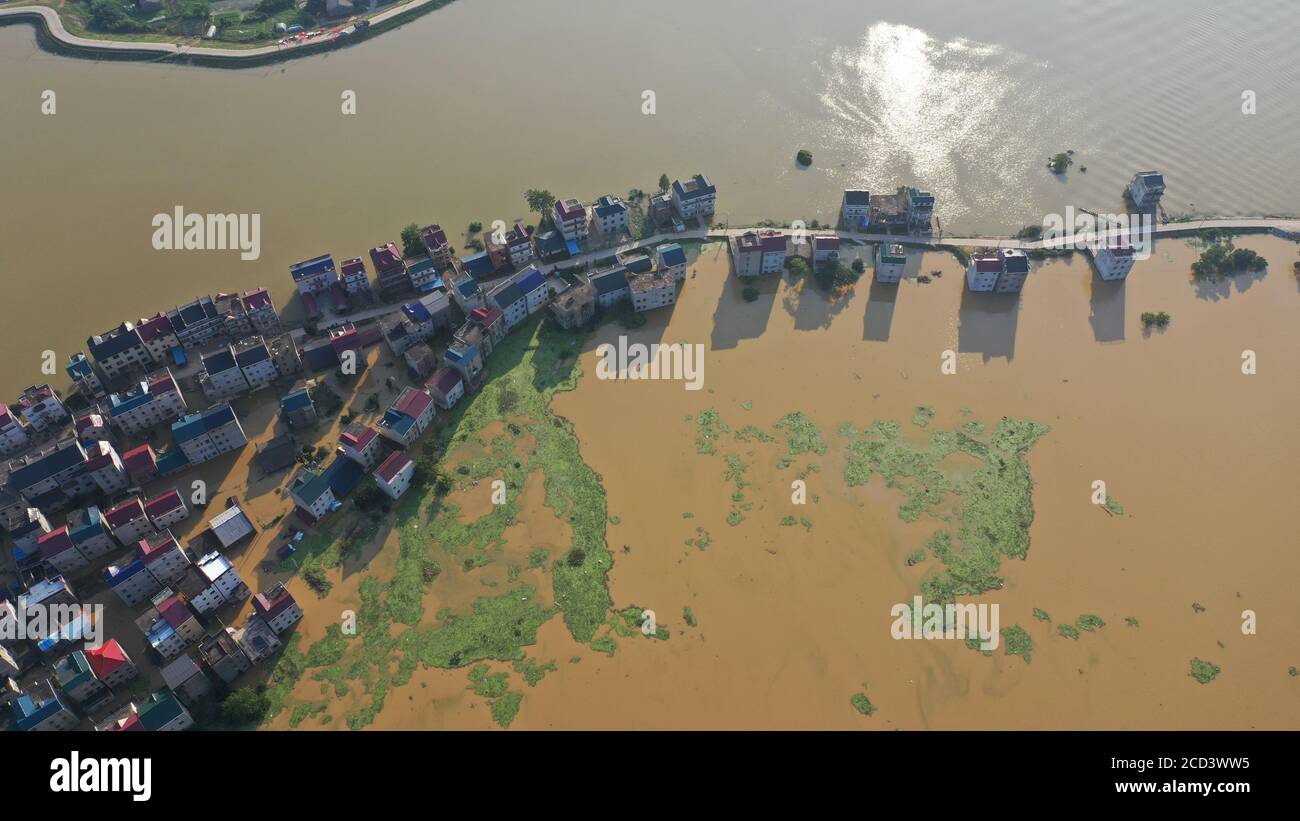 An aerial view of the Poyang Lake, the largest freshwater lake in China ...