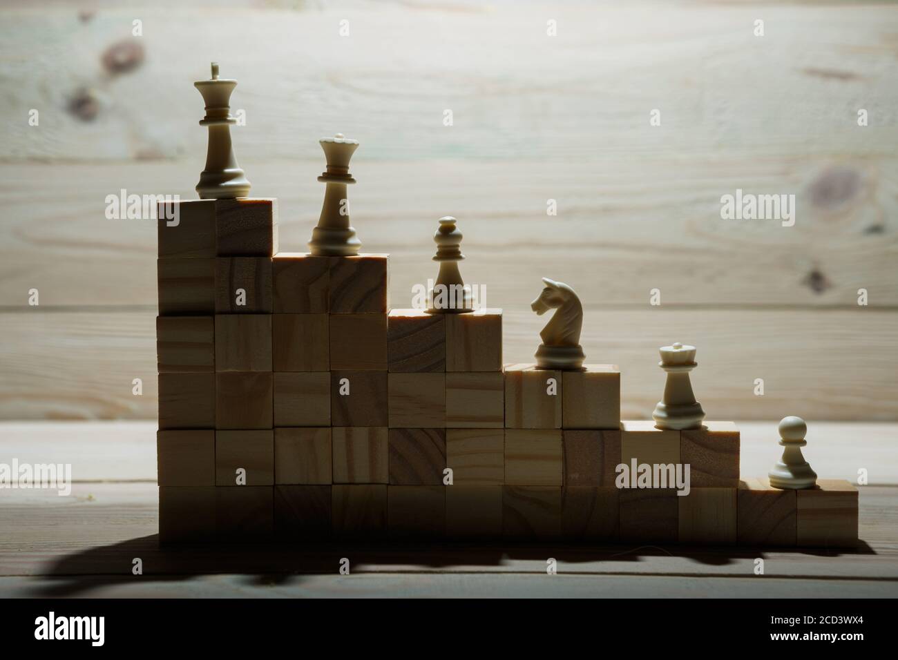 Business hierarchy. Strategy concept with chess pieces. Chess standing ...