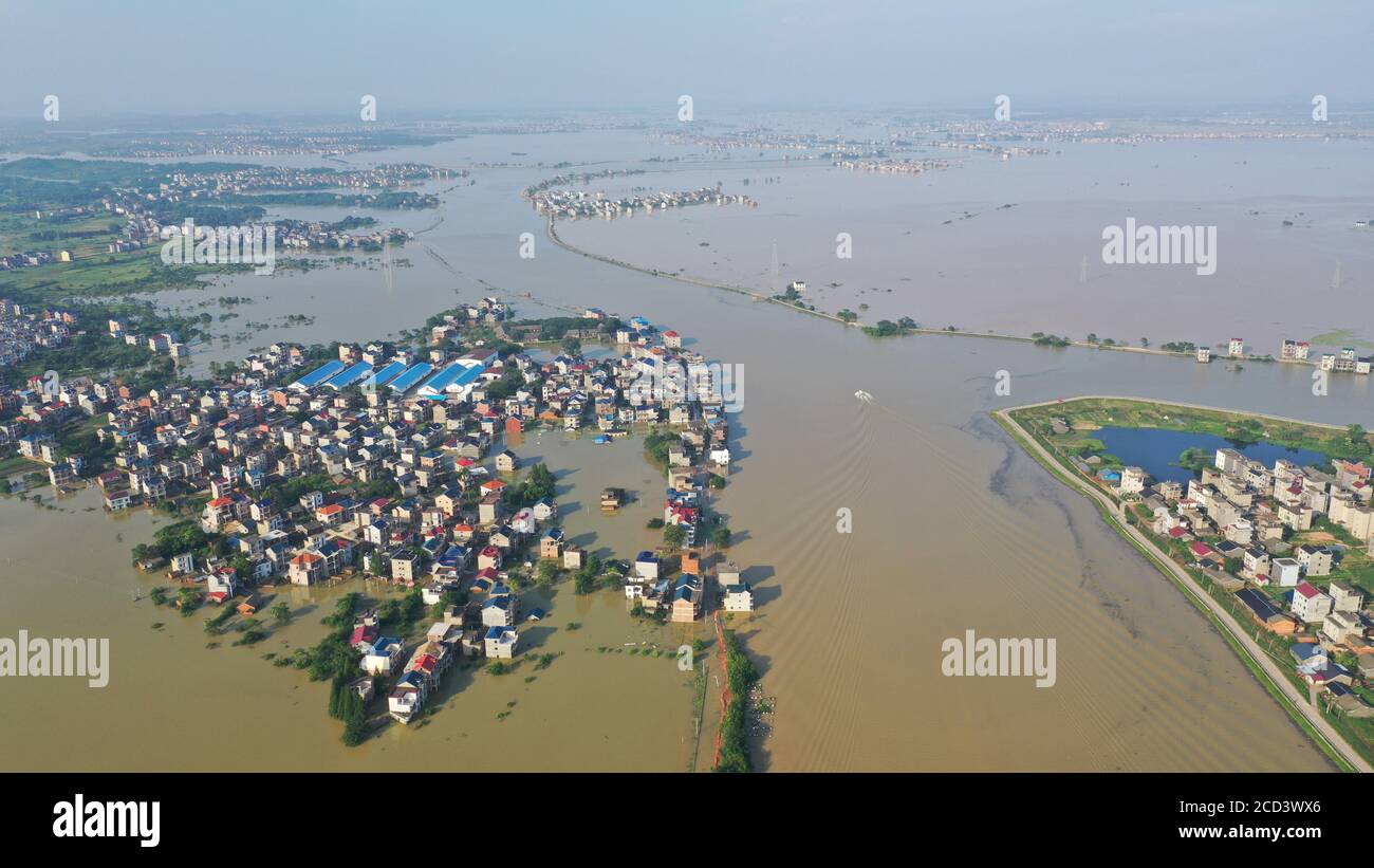 An aerial view of the Poyang Lake, the largest freshwater lake in China ...