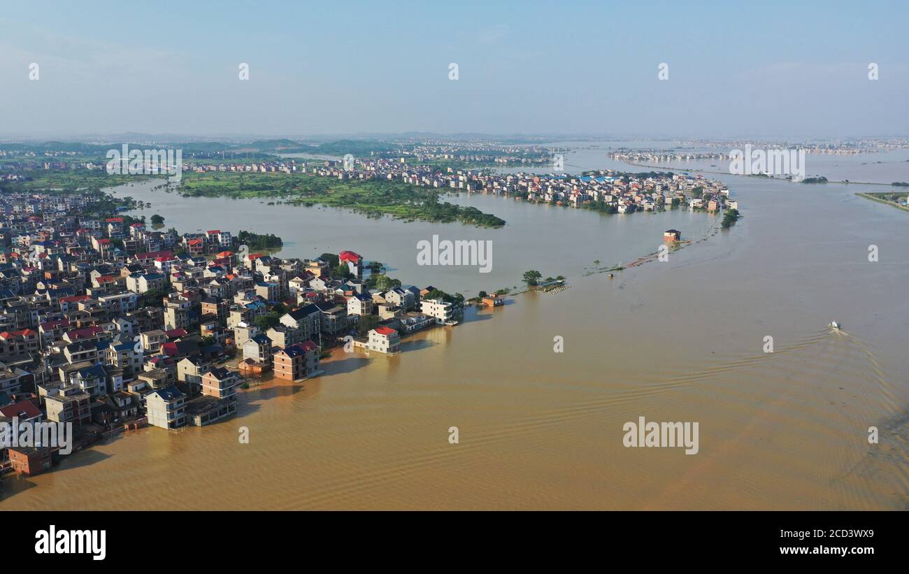 An aerial view of the Poyang Lake, the largest freshwater lake in China ...