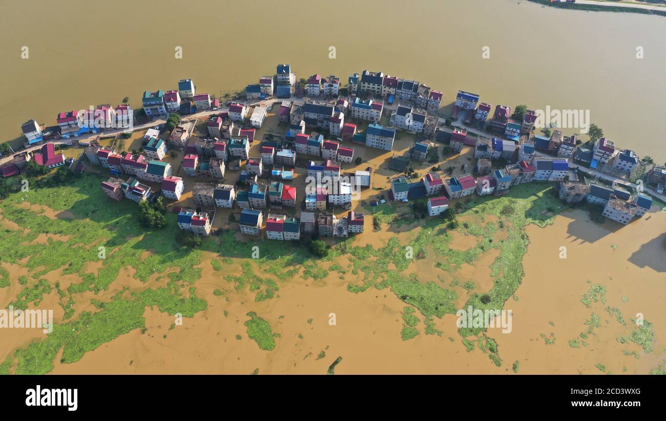 An aerial view of the Poyang Lake, the largest freshwater lake in China ...