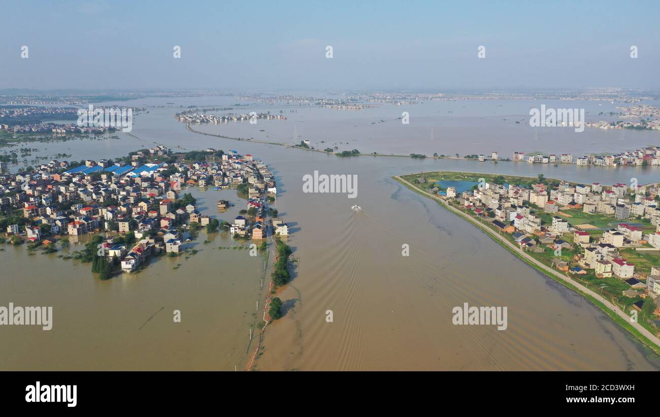 An aerial view of the Poyang Lake, the largest freshwater lake in China ...