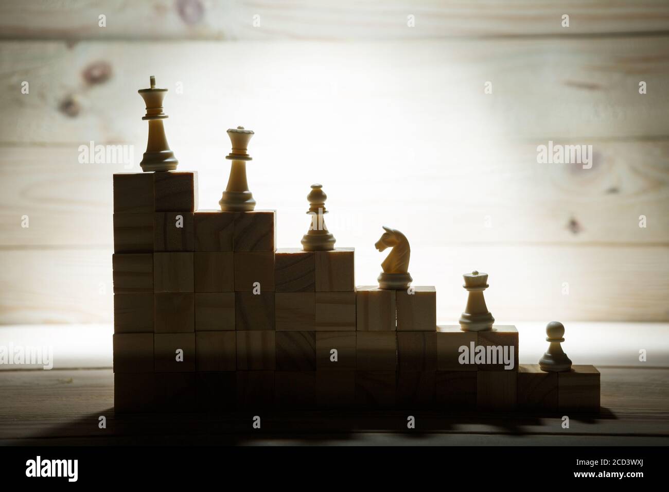 Business hierarchy. Strategy concept with chess pieces. Chess standing ...
