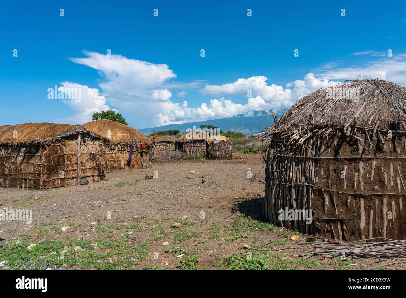 Traditional Maasai Village with Clay Round Huts in Engare Sero area ...