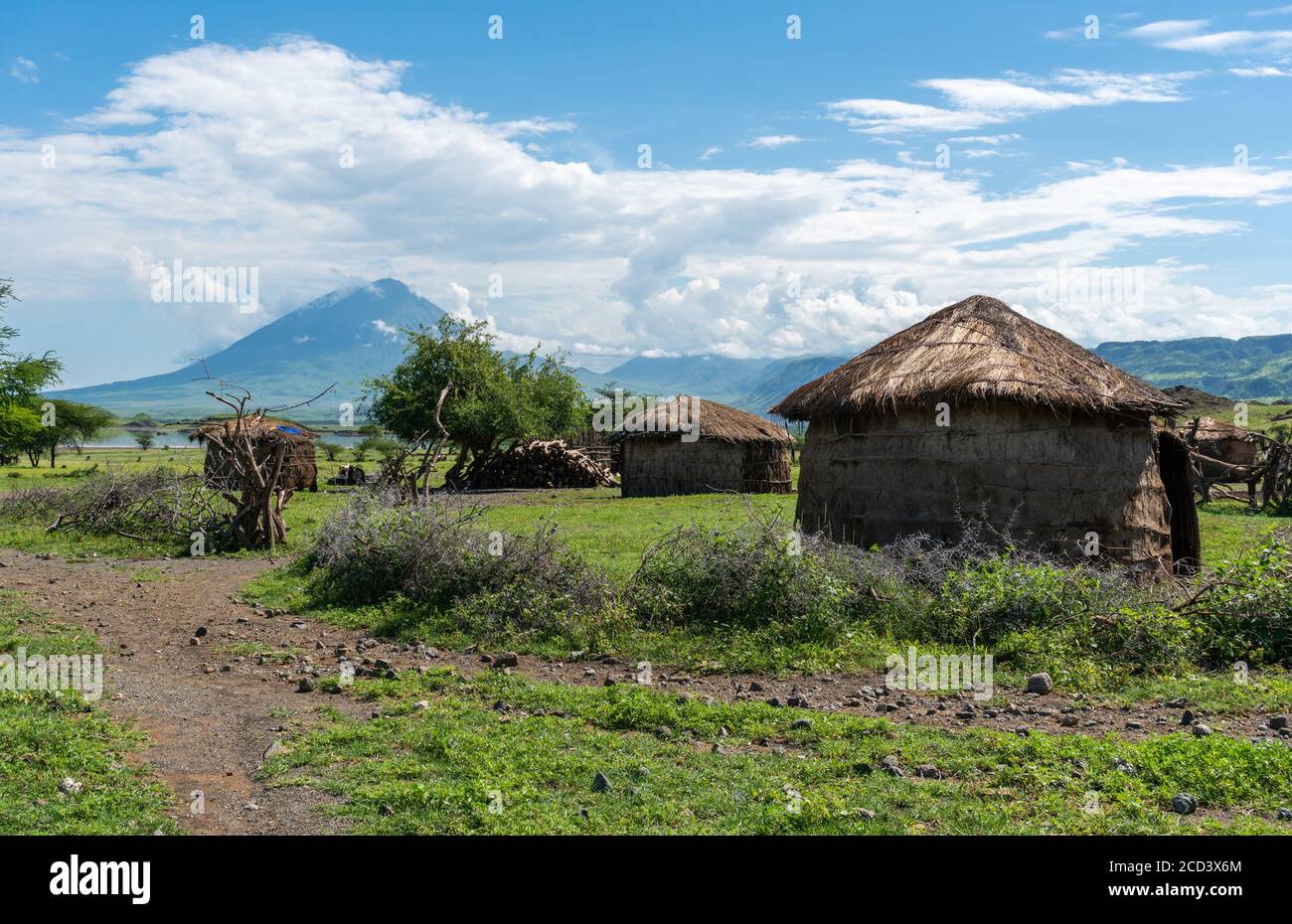 Traditional Maasai Village with Clay Round Huts in Engare Sero area ...
