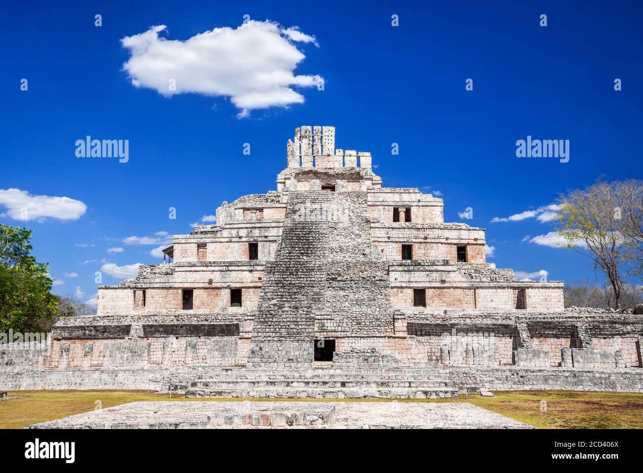 Campeche - Yucatan, Mexico. Edzna Mayan ruins. Pyramid of the Five ...