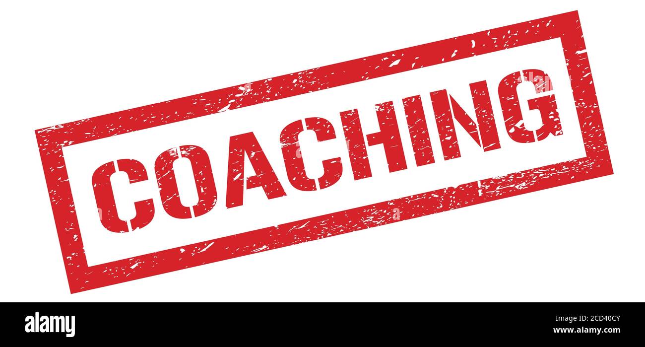 COACHING red grungy rectangle stamp sign Stock Photo - Alamy