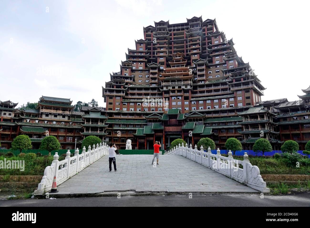 View of the unfinished Shuisilou at the Jingxin Valley in Dushan county ...