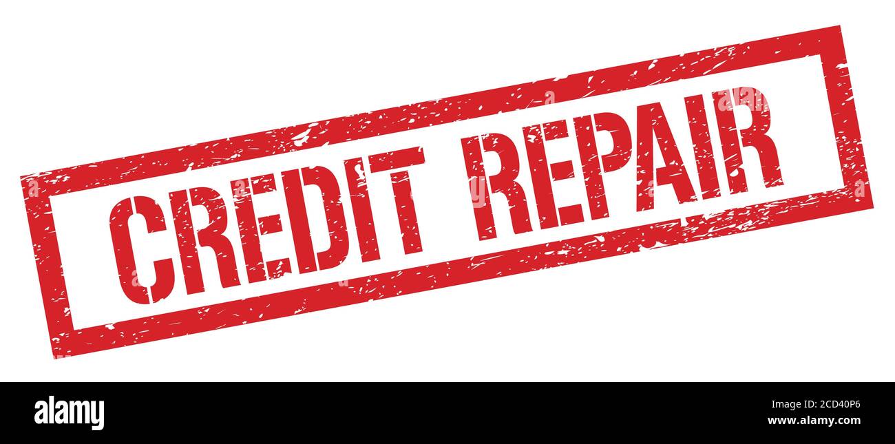 CREDIT REPAIR red grungy rectangle stamp sign Stock Photo - Alamy