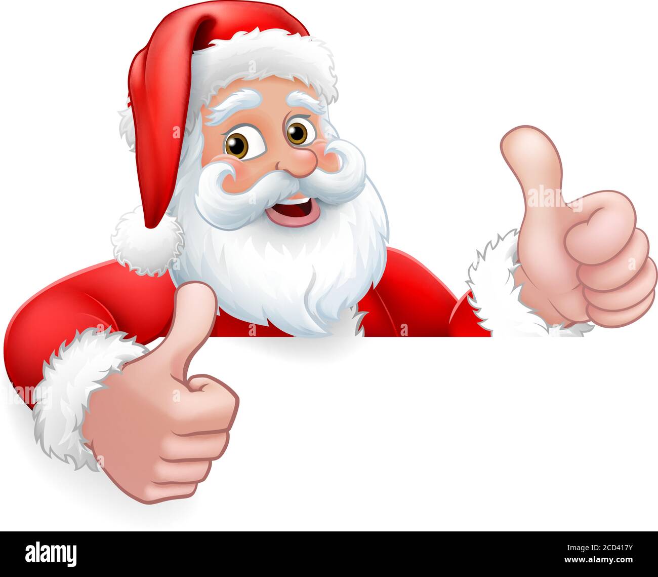 Santa Claus Christmas Peeking Thumbs Up Cartoon Stock Vector Image ...