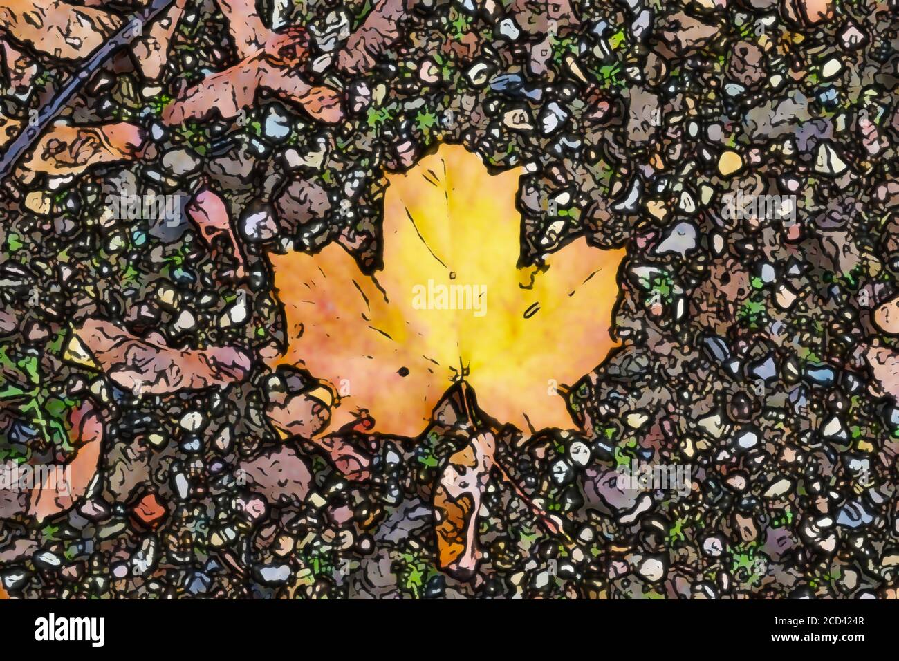 Comic style painting of colorful autumn leaves for backgrounds or ...