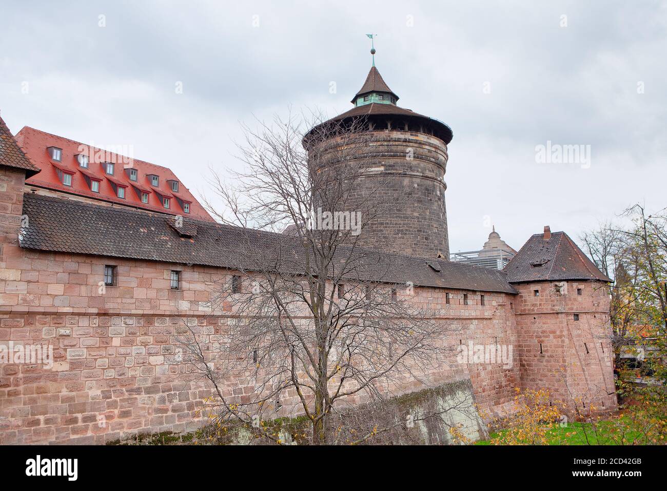 Exterior wall and tower of Nuremberg Castle . Medieval fortress in ...