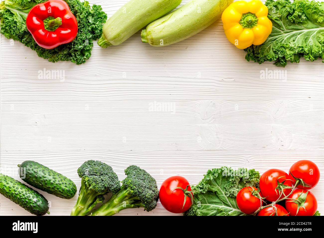Frame of farming food - vegetables and herbs, flat lay from above Stock ...