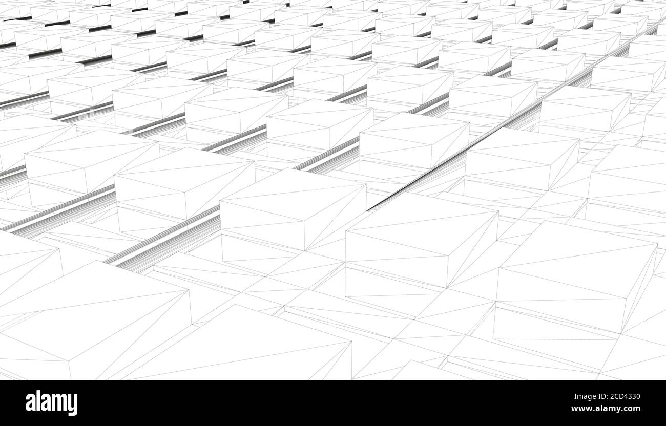 Abstract background with wireframe of many squares. 3D. Vector ...