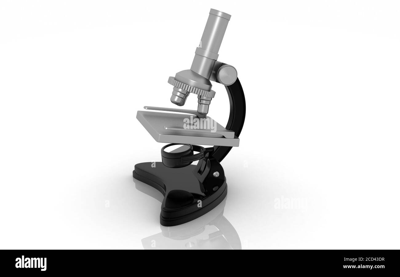 3D illustration of microscope on white background Stock Photo - Alamy