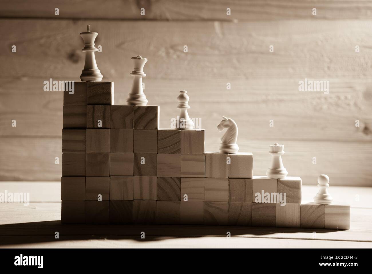 Business hierarchy. Strategy concept with chess pieces. Chess standing ...