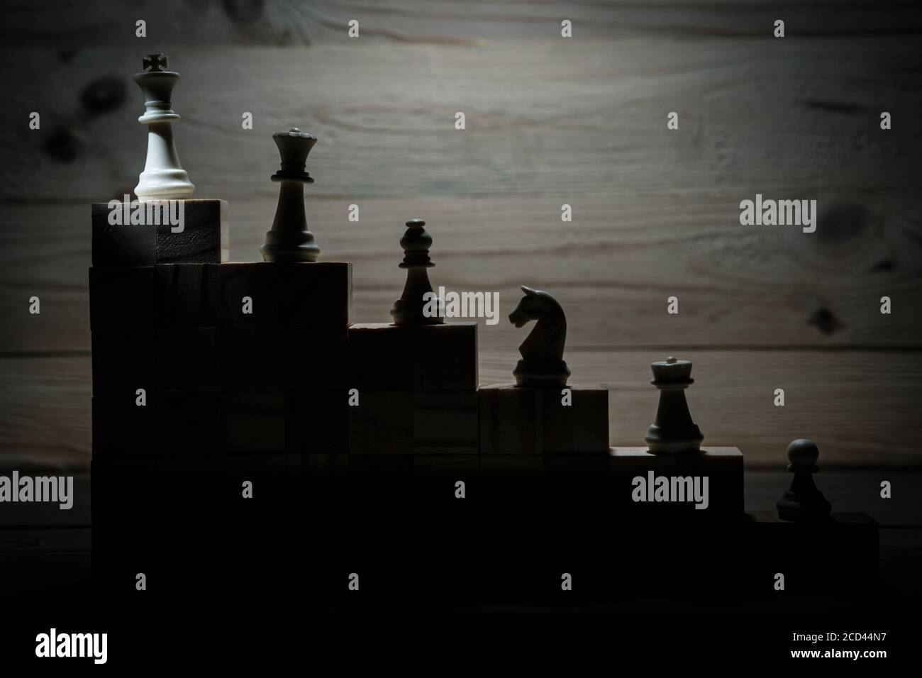 Business hierarchy. Strategy concept with chess pieces. Chess standing ...