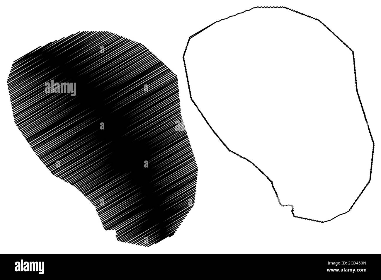 Kingstown City (Saint Vincent and the Grenadines island) map vector illustration, scribble ...