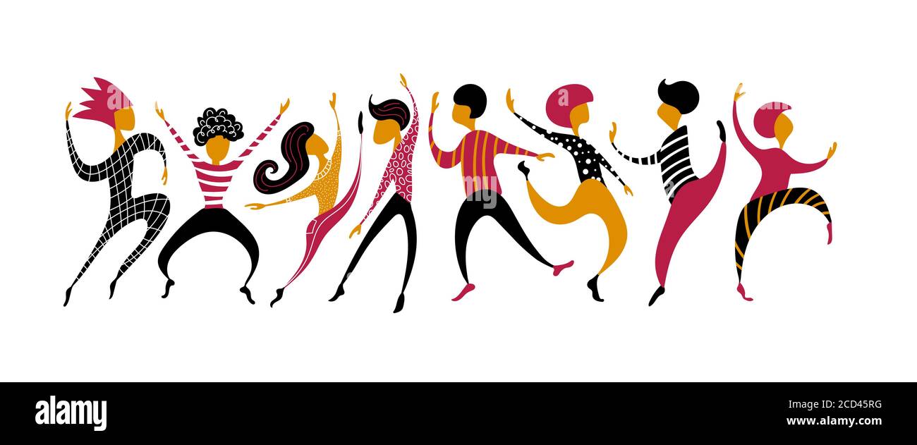 Hand drawn dancing people isolated on white background. Vector ...