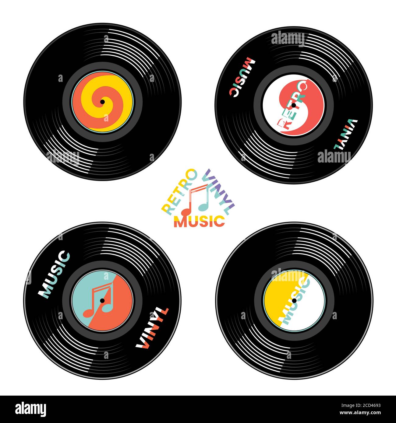 Set vintage vinyl record. Icon, design element isolated on white ...