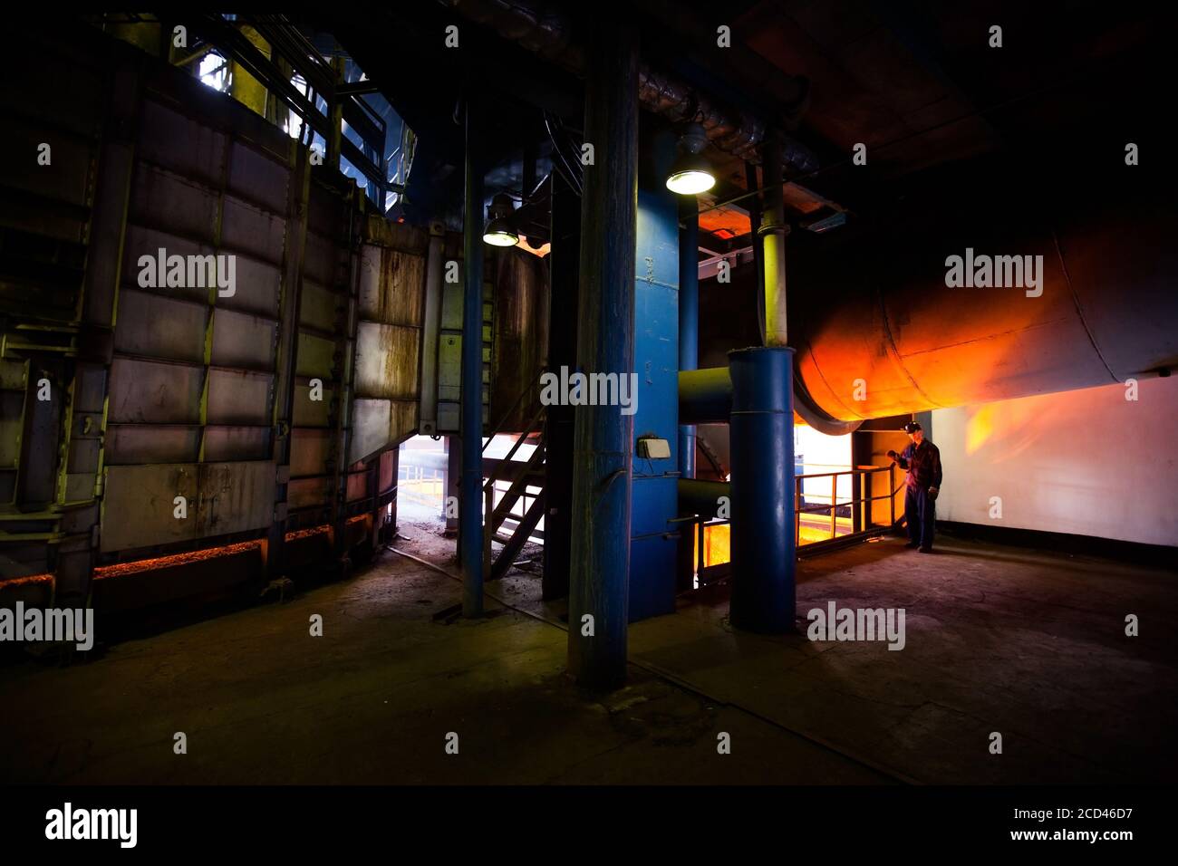 Taraz city Metallurgical plant, Kazakhstan. Metallurgy factory workshop ...