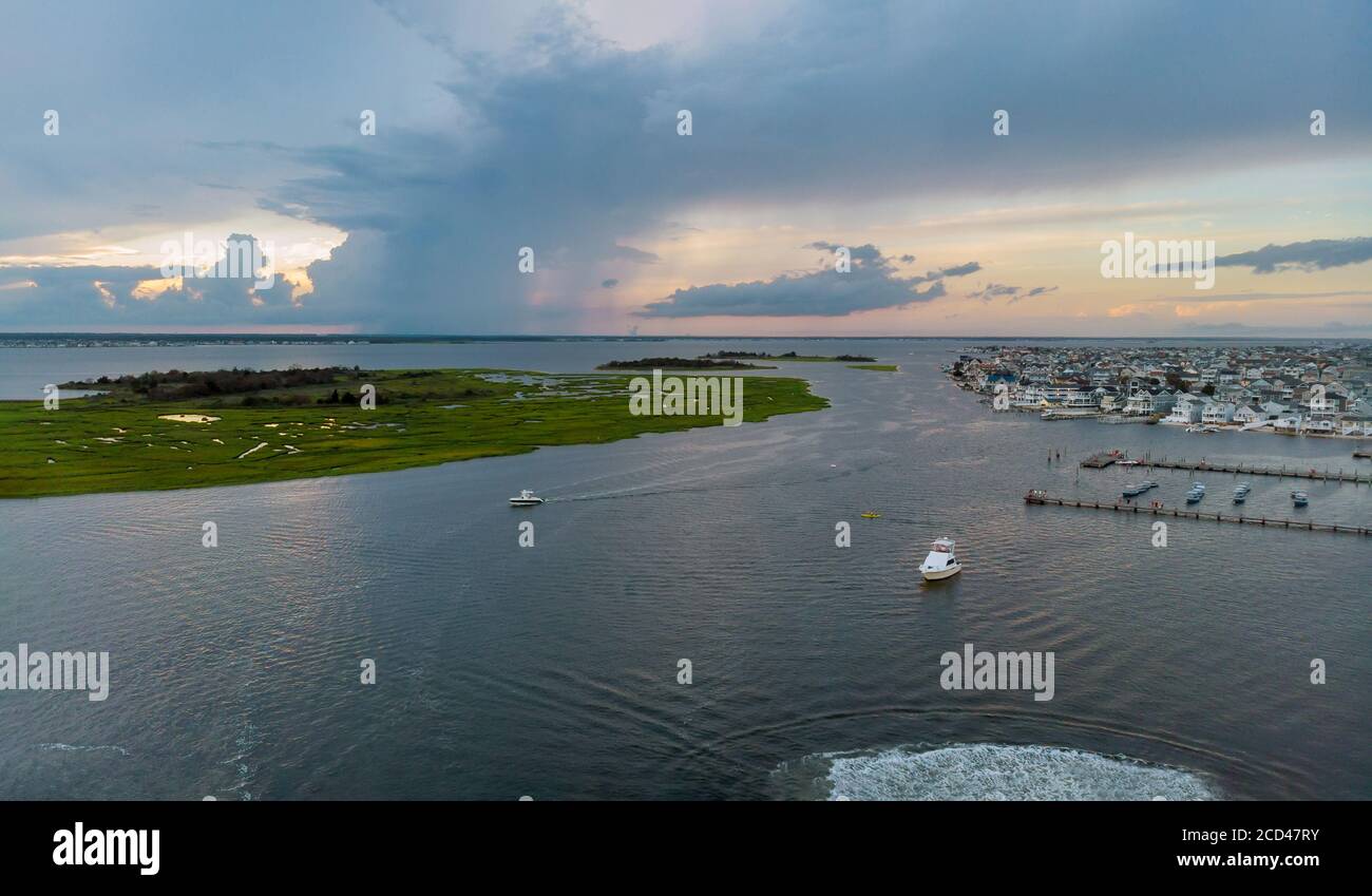 Beautiful ocean marina in aerial view a coastal residential area of in ...
