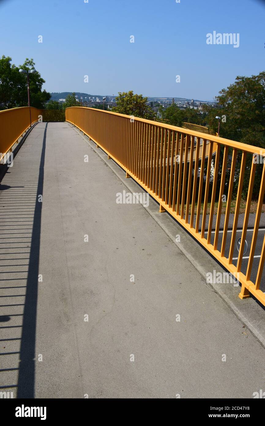 circled bridge to cross a main road Stock Photo - Alamy