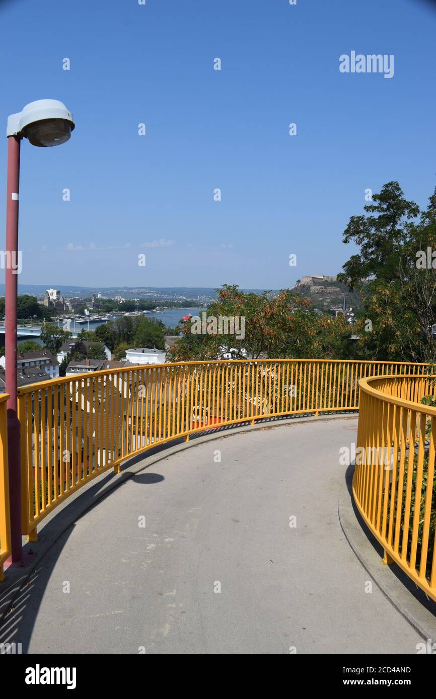 circled bridge to cross a main road Stock Photo - Alamy