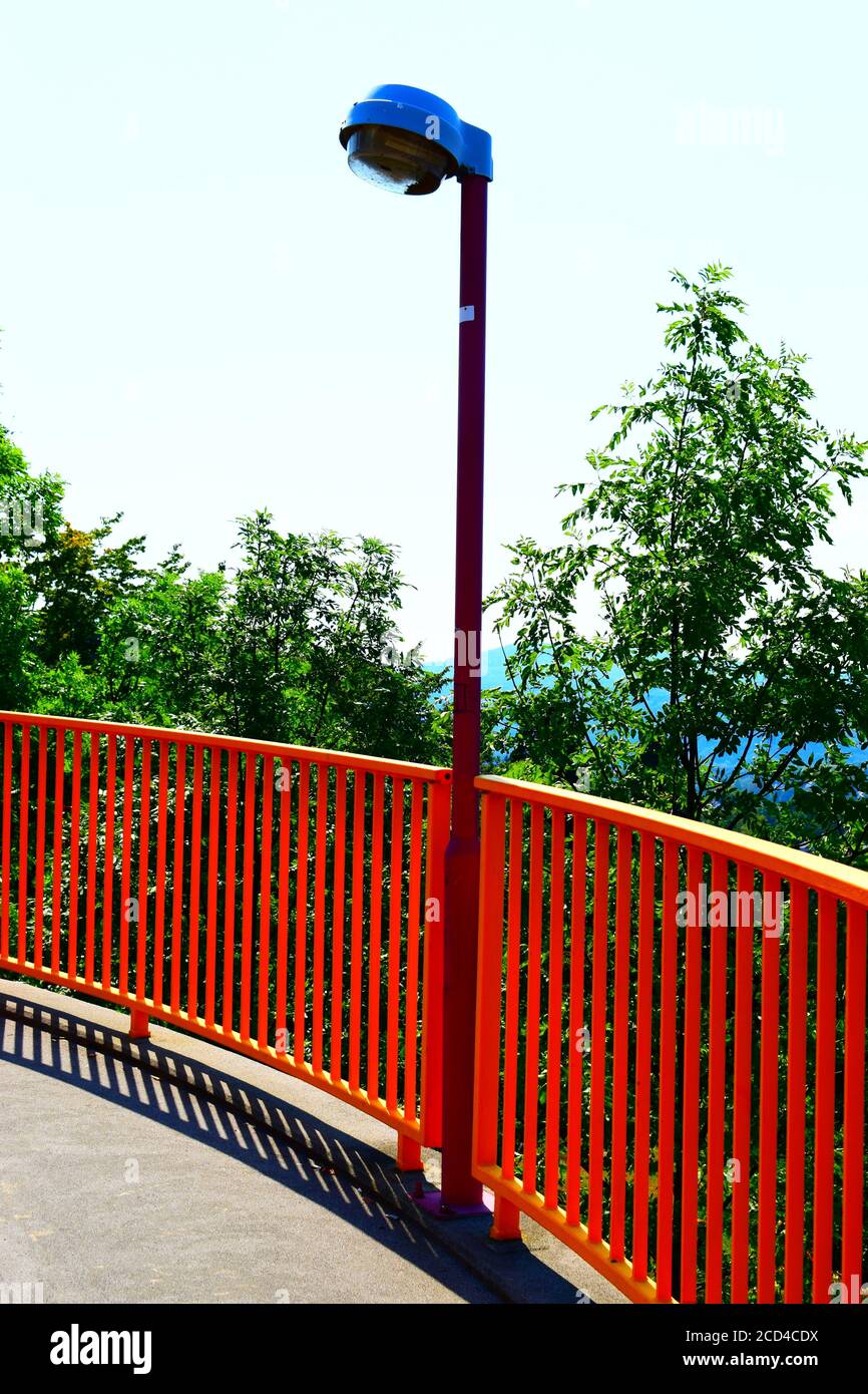 circled bridge to cross a main road Stock Photo - Alamy