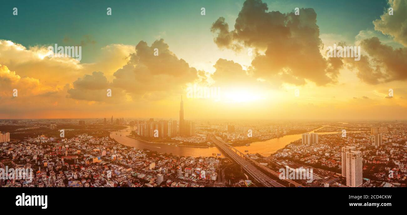 Panorama aerial view at Landmark 81 is a super tall skyscraper in ...