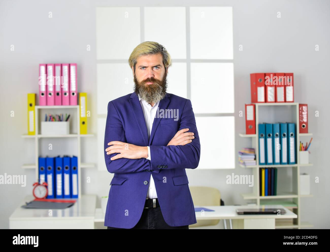 successful bearded ceo in jacket. confident man manager a workplace ...