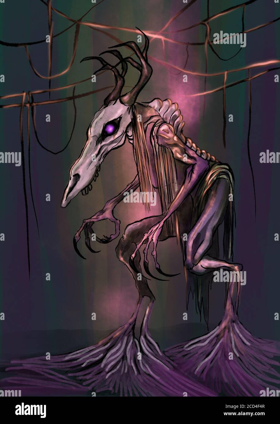 illustration of a spooky Wendigo cryptid monster Stock Photo - Alamy
