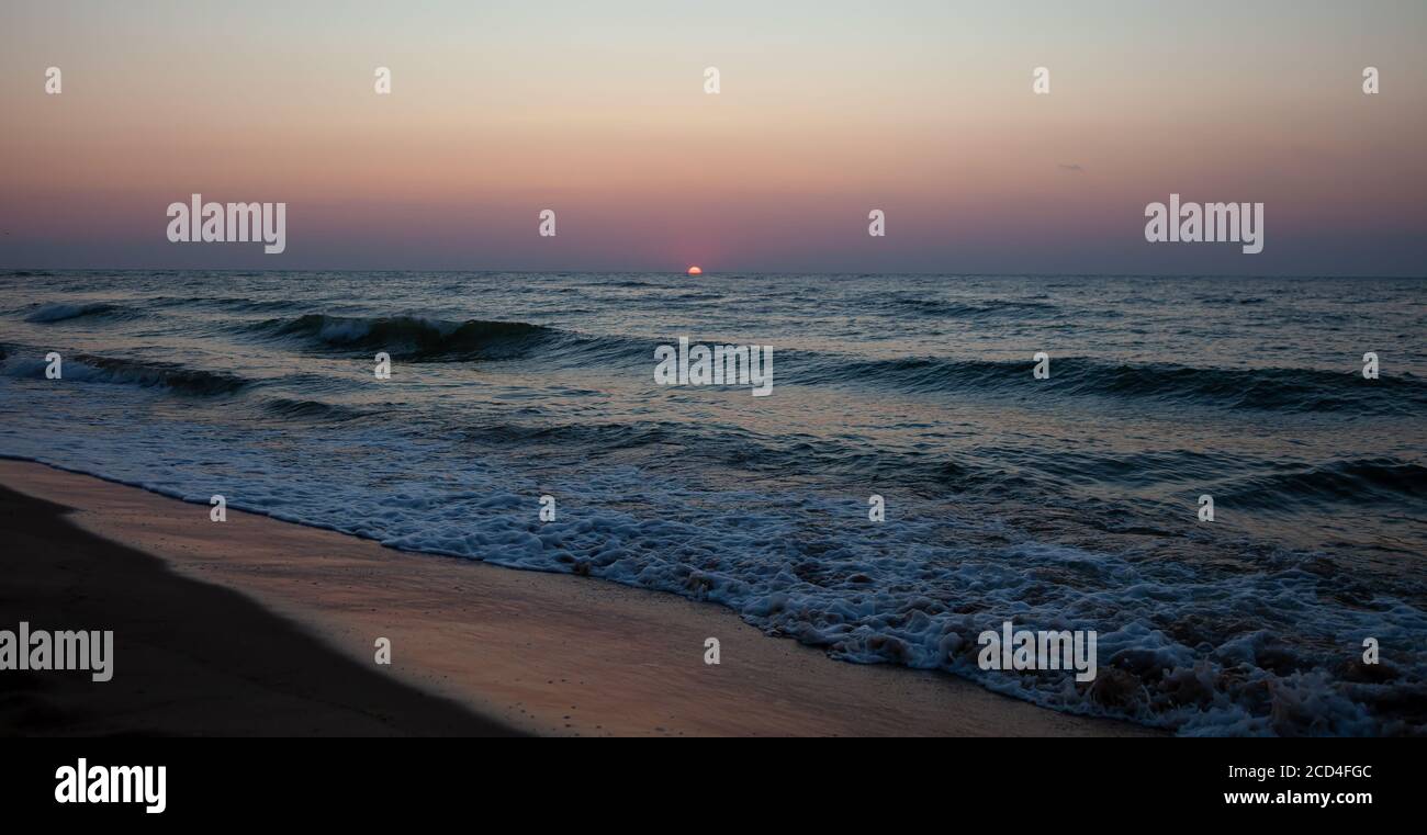 Seascape. Waves and surf. Sunset and dawn at sea. Calm on the ocean ...