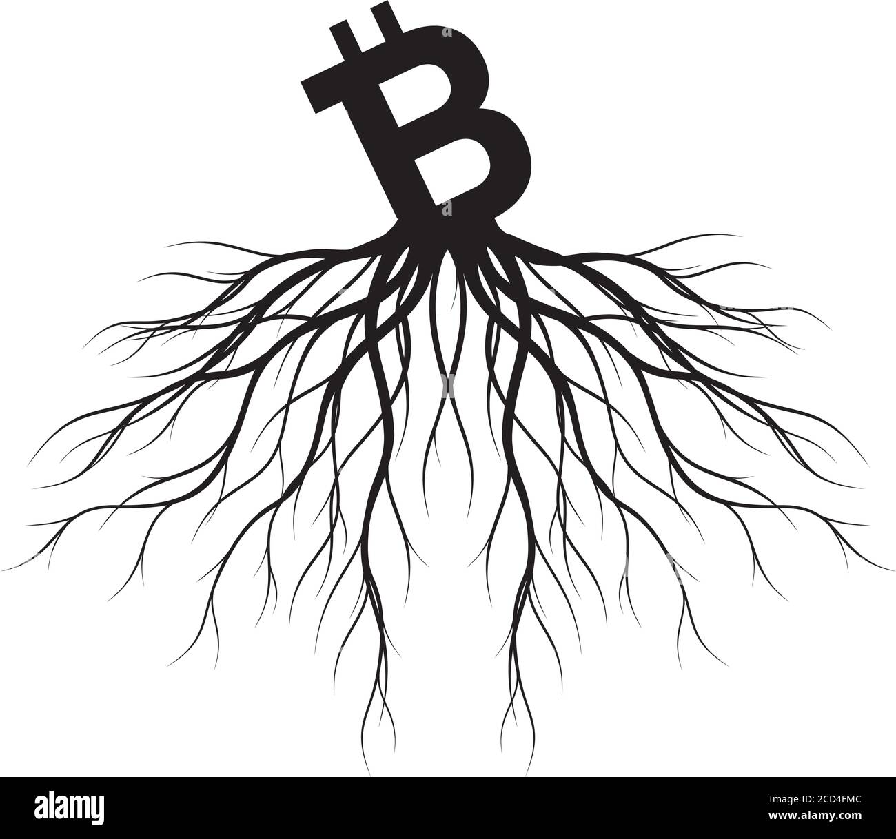 Bitcoin icon and roots. Vector outline Illustration and icons. Vector ...