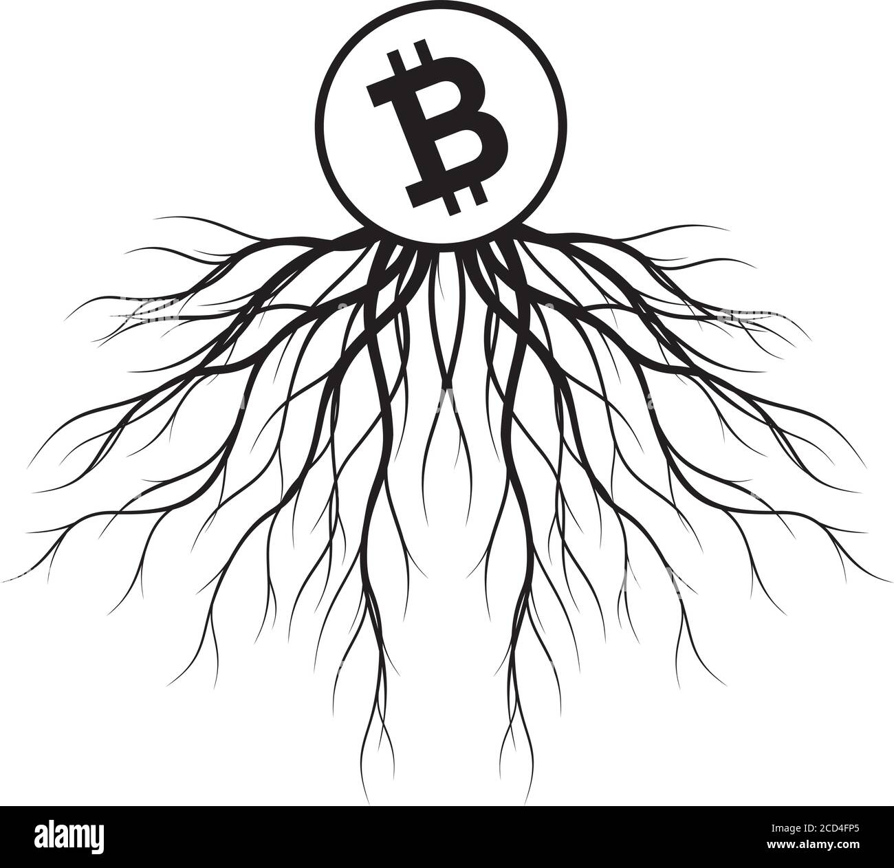 Bitcoin icon and roots. Vector outline Illustration and icons. Vector ...